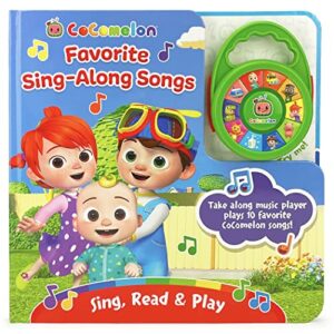 cocomelon favorite sing-along songs - children's deluxe music player toy and board book set, ages 1-5