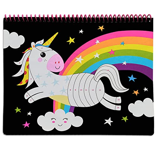 Sticker by Number Unicorns, Kittens, & More For Kids: 15 Pictures Include Kitten, Unicorn, Narwhal, Penguin, Owl, Flamingo and more!