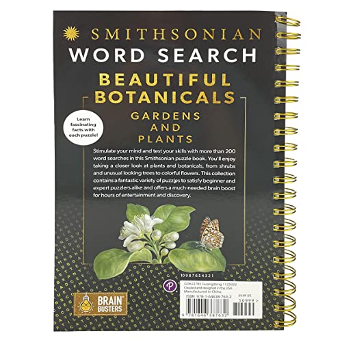 Smithsonian Word Search Gardens & Plants - Beautiful Botanicals Spiral-Bound Puzzle Multi-Level Word Search Book for Adults Including More Than 200 Puzzles (Brain Busters)