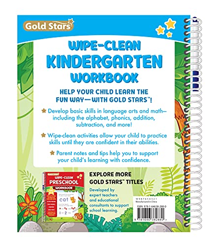 Wipe Clean Kindergarten Workbook for Kids Ages 5-6: All Subjects Including Writing, Math, Sight Words, Phonics, Reading, Addition and Subtraction, and More! Includes Dry Erase Marker