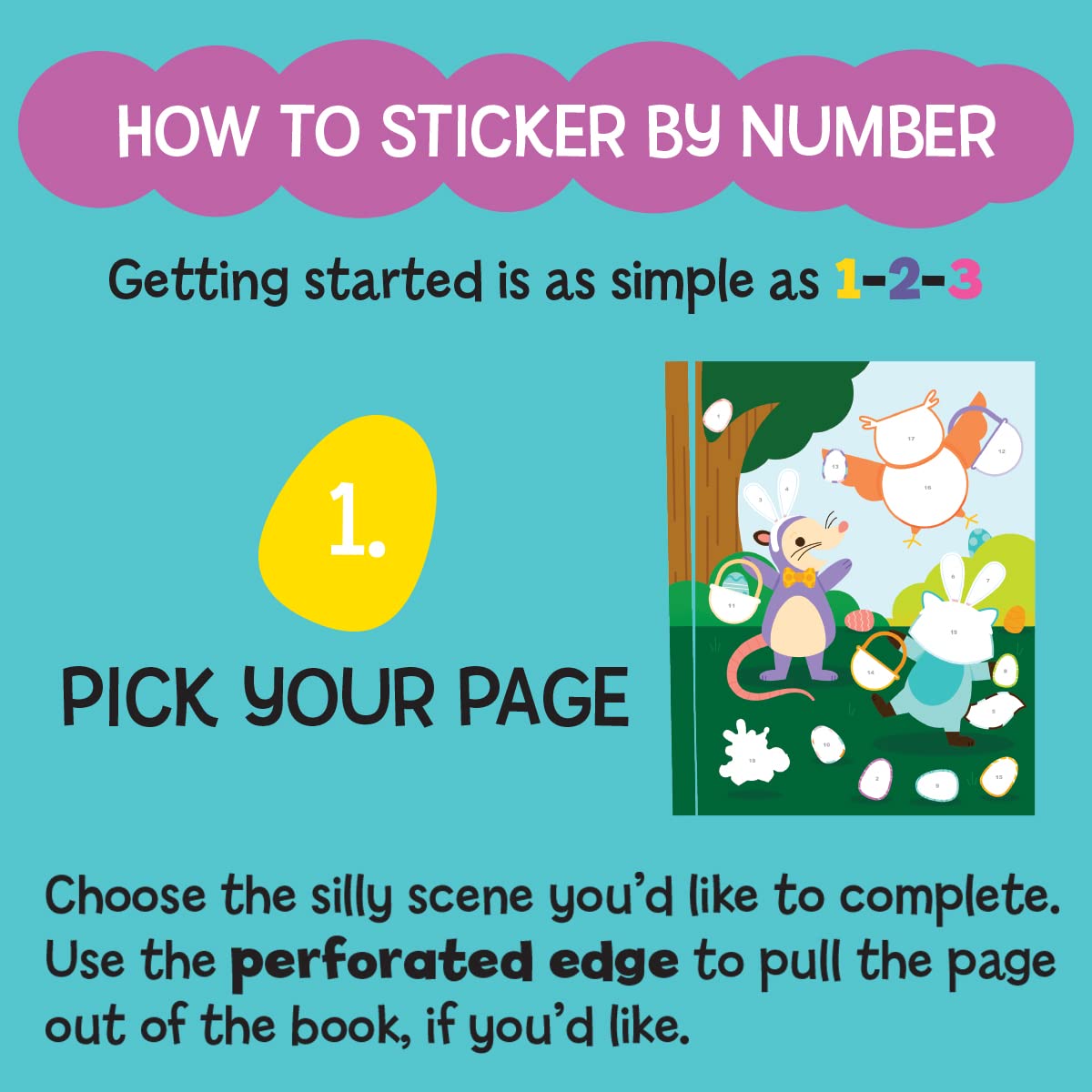 Funny Easter Bunny - My Very First Sticker by Number Activity Book for Kids, Includes Pull-Out Pages and 300 Stickers, Toddlers and Kids