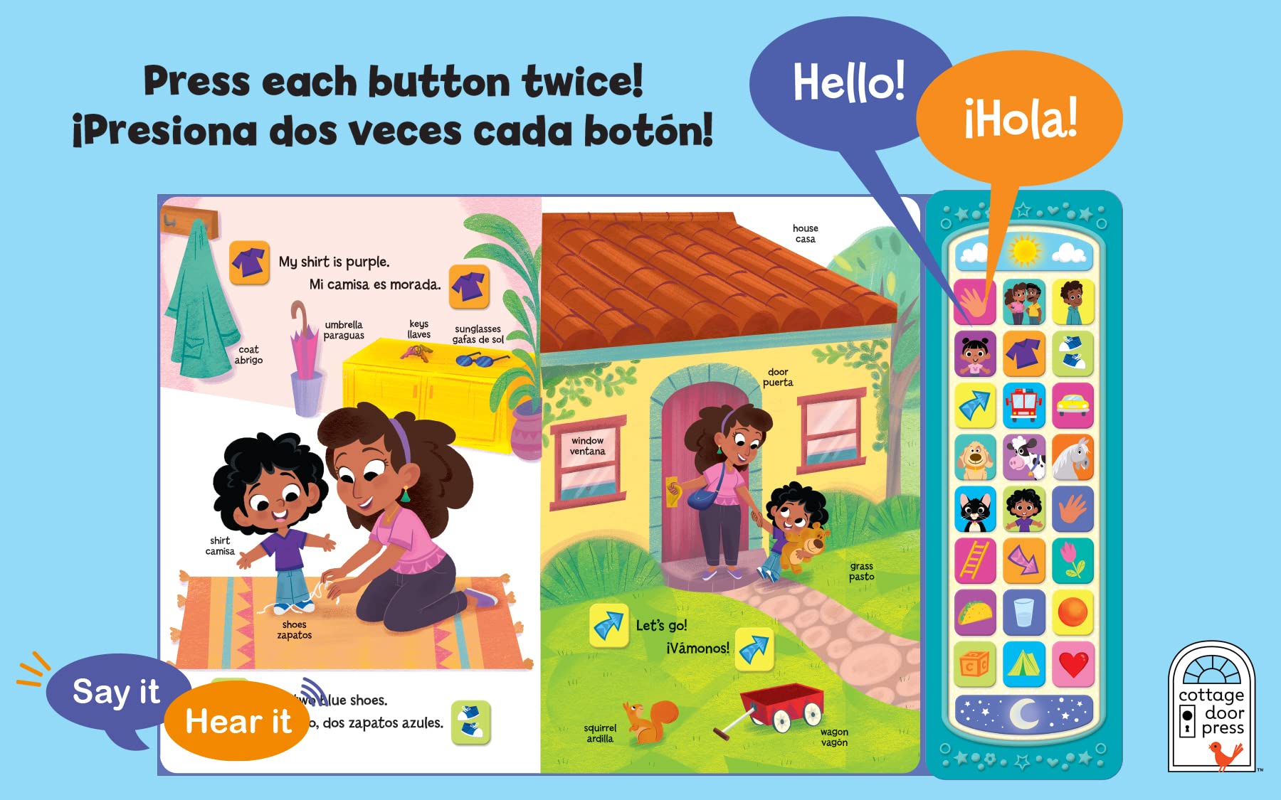 Let's Go! ¡Vámonos! English & Spanish First Words Bilingual Sound Book for Children and Preschoolers: Early Learning Practice Dual Language (Say It, Hear It) (English and Spanish Edition)