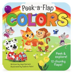 peek-a-flap colors - lift-a-flap board book for curious minds and little learners; toddlers & kids early learning book teaching all the colors of the rainbow