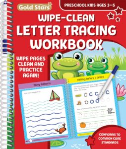 wipe clean letter tracing workbook for preschool kids ages 3-5: practice pen control, the alphabet, handwriting, wipe off pen included (gold star series)