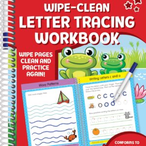 Wipe Clean Letter Tracing Workbook for Preschool Kids Ages 3-5: Practice Pen Control, the Alphabet, Handwriting, Wipe Off Pen Included (Gold Star Series)