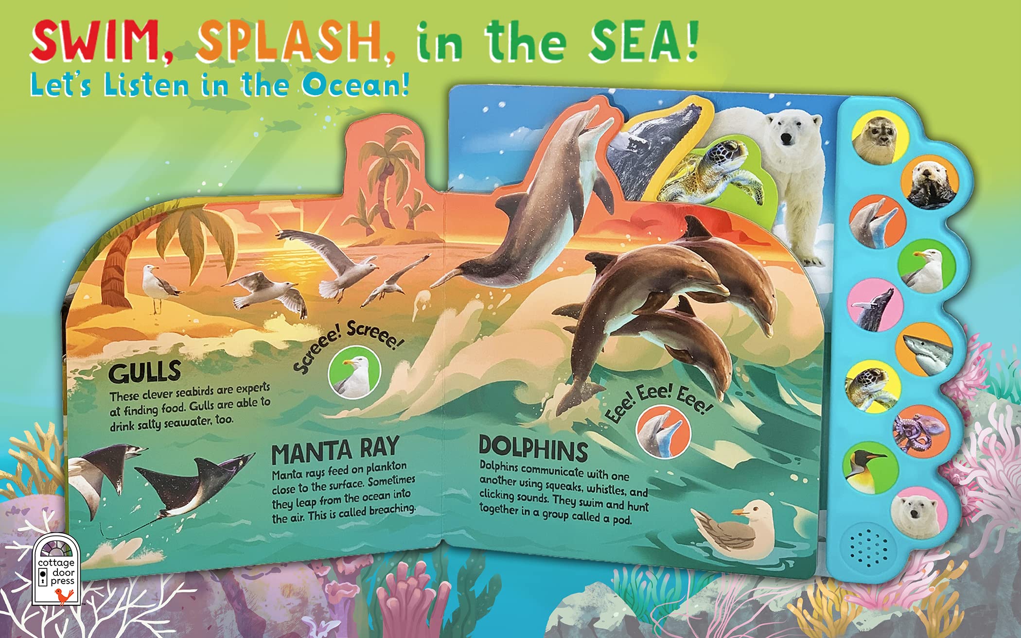 Swim and Splash in the Sea! Let's Listen to the Ocean - 10-Button Children's Sound Book, Ages 2-7