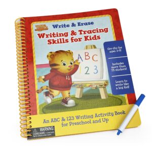 ​Daniel Tiger's Neighborhood Wipe Clean Writing & Tracing Workbook Skills for Preschool Kids Ages 3 - 5: Practice Pen Control, ABC's, Numbers, Handwriting, Wipe Off Pen Included