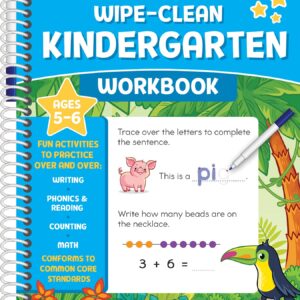 Wipe Clean Kindergarten Workbook for Kids Ages 5-6: All Subjects Including Writing, Math, Sight Words, Phonics, Reading, Addition and Subtraction, and More! Includes Dry Erase Marker