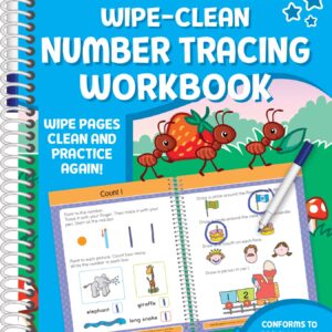 Wipe Clean Number Tracing Workbook for Preschool Kids Ages 3-5: Practice Pen Control, Numbers, Early Math Skills, Wipe Off Pen Included (Gold Star Series)