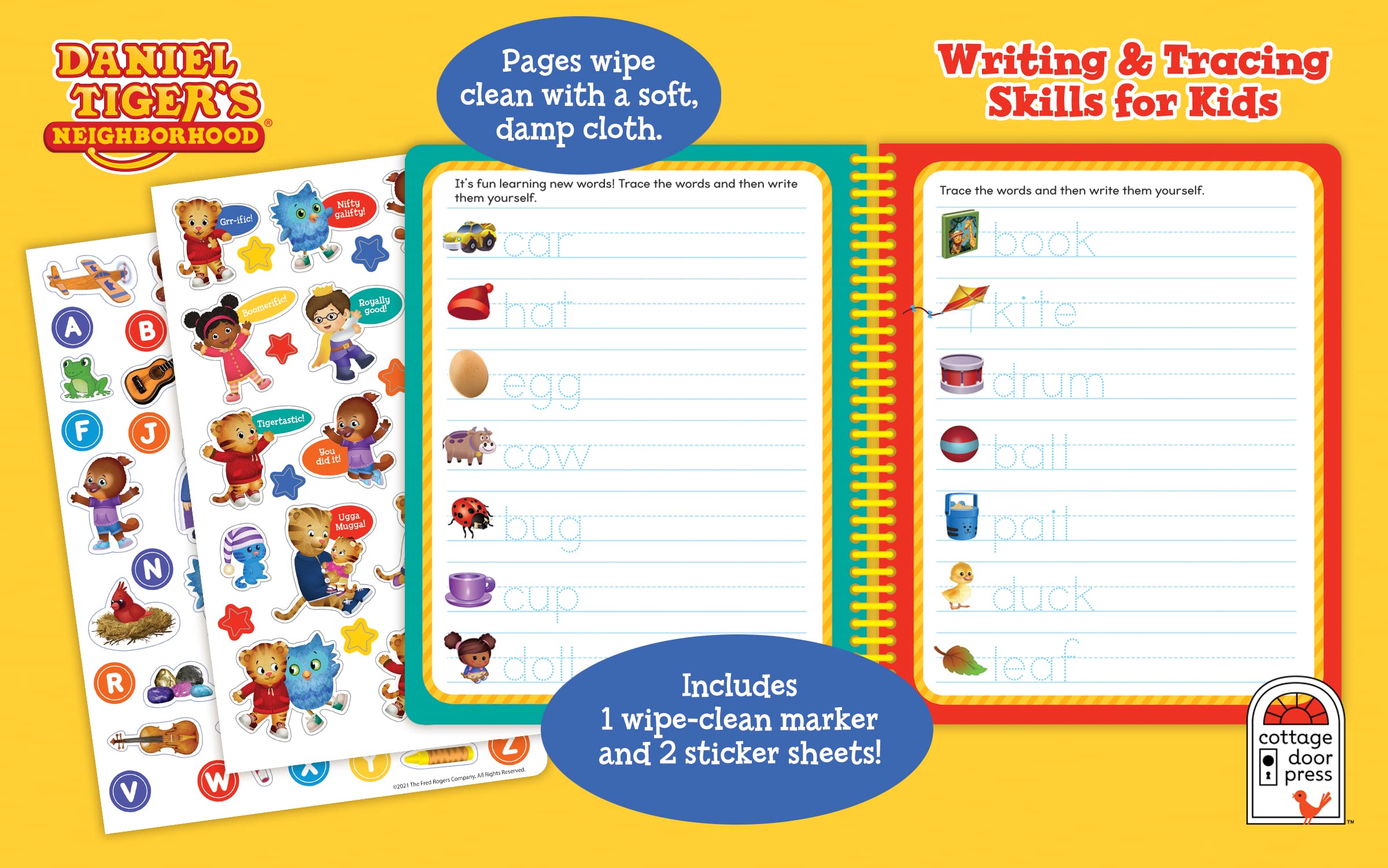 ​Daniel Tiger's Neighborhood Wipe Clean Writing & Tracing Workbook Skills for Preschool Kids Ages 3 - 5: Practice Pen Control, ABC's, Numbers, Handwriting, Wipe Off Pen Included