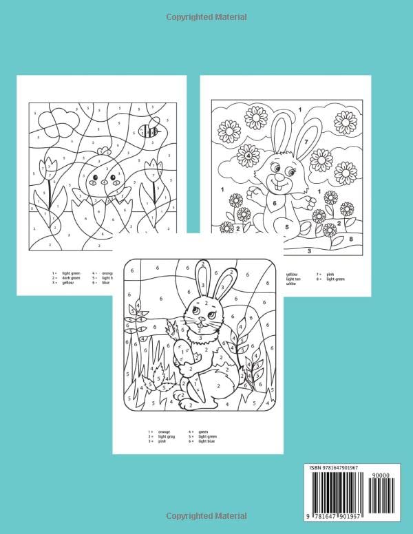 Happy Easter Color by Number for Kids 4-8