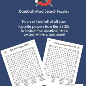 Baseball Word Search Large Print