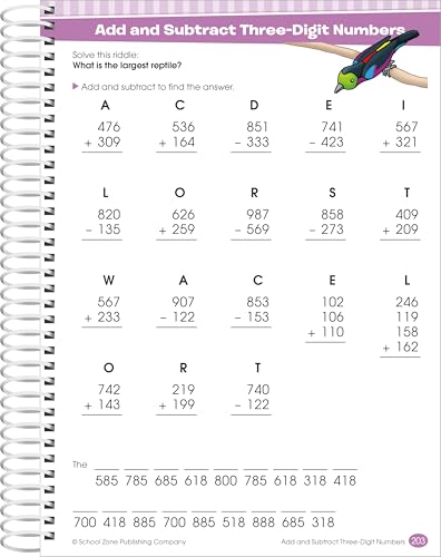 School Zone - Big Third Grade Workbook - 320 Spiral Pages, Ages 8 to 9, 3rd Grade, Reading, Writing, Math, Science, History, Social Science, and More (Big Spiral Bound Workbooks)