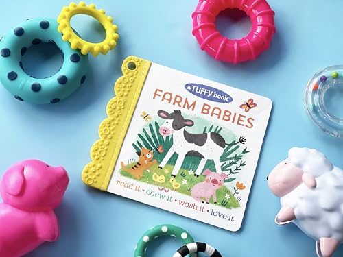 Tuffy Farm Babies Book - Washable, Chewable, Unrippable Pages With Hole For Stroller Or Toy Ring, Teether Tough, Ages 0-3 (A Tuffy Book)