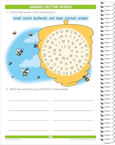 School Zone - Big Spelling 1-3 Workbook - 320 Spiral Pages, Ages 6 to 9, 1st Grade, 2nd Grade, 3rd Grade, Letter Sounds, Consonants, Puzzles, and More (Big Spiral Bound Workbooks)