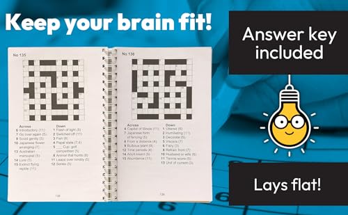 Large Print Crossword Puzzles: Over 200 Puzzles to Complete with Solutions - Include Spiral Bound / Lay Flat Design and Large to Extra-Large Font Including for Adults