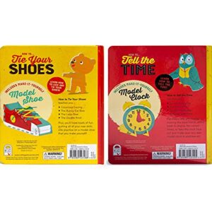 2-Pack How To... Board Books - How to Tie Your Shoes & How To Tell Time, Interactive Educational Bundled Set, Ages 3-9