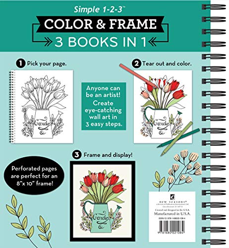 Color & Frame - 3 Books in 1 - Nature, Country, Patchwork (Adult Coloring Book)