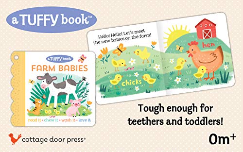 Tuffy Farm Babies Book - Washable, Chewable, Unrippable Pages With Hole For Stroller Or Toy Ring, Teether Tough, Ages 0-3 (A Tuffy Book)