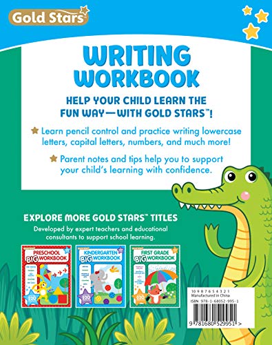 Writing Workbook for Ages 4-7 with 75+ Handwriting Activities, Pencil Control, Lowercase Letters, Numbers, Capital Letters, Words and Sentences, Conforms to Common Core Standards (Gold Stars Series)