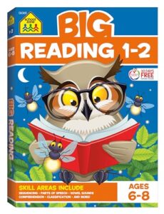 school zone - big reading 1-2 workbook - 320 pages, ages 6 to 8, 1st grade, 2nd grade, story order, parts of speech, comprehension, phonics, vowels, and more (school zone big workbook series)