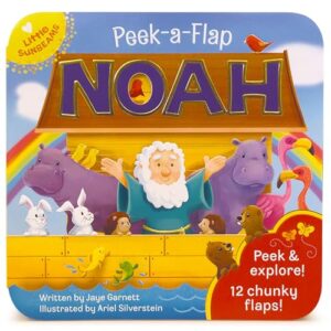 peek-a-flap noah - children's lift-a-flap board book gift for easter, christmas, communion, baptism (little sunbeams)