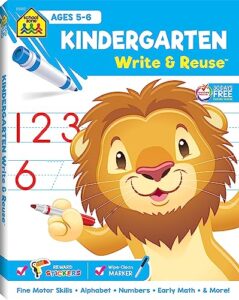 school zone - kindergarten write & reuse workbook - ages 5 to 6, spiral bound, write-on learning, wipe clean, includes dry erase marker, early math, and more (school zone write & reuse workbook)