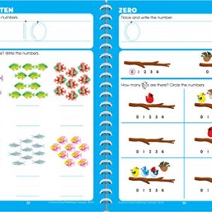 School Zone - Kindergarten Write & Reuse Workbook - Ages 5 to 6, Spiral Bound, Write-On Learning, Wipe Clean, Includes Dry Erase Marker, Early Math, and More (School Zone Write & Reuse Workbook)