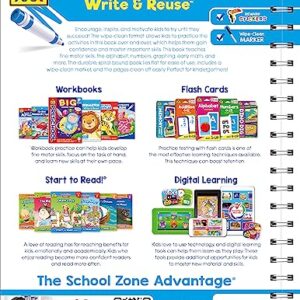 School Zone - Kindergarten Write & Reuse Workbook - Ages 5 to 6, Spiral Bound, Write-On Learning, Wipe Clean, Includes Dry Erase Marker, Early Math, and More (School Zone Write & Reuse Workbook)