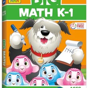 School Zone Big Math Workbook for Kindergarten & 1st Grade: Numbers, Addition, Subtraction, Shapes, Patterns, Graphs, Time, Money, and More (Big Workbook)