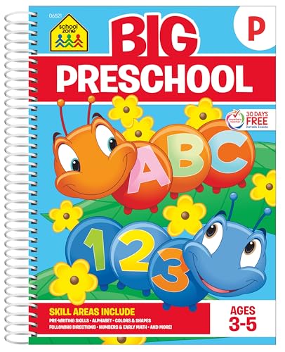 School Zone - Big Preschool Workbook - 320 Spiral Pages, Ages 3 to 5, Colors, Shapes, Numbers, Early Math, Alphabet, Pre-Writing, Phonics, Following Directions, and More (Big Spiral Bound Workbooks)