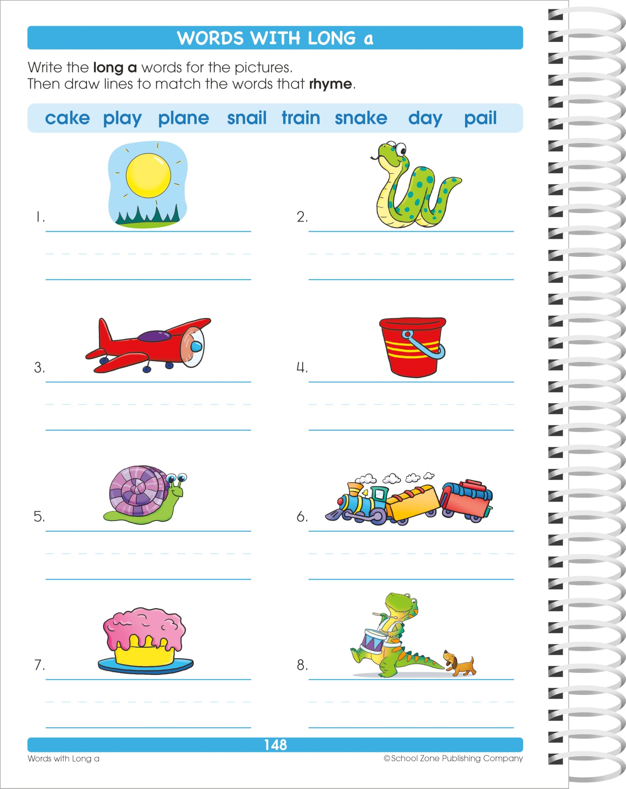 School Zone - Big Spelling 1-3 Workbook - 320 Spiral Pages, Ages 6 to 9, 1st Grade, 2nd Grade, 3rd Grade, Letter Sounds, Consonants, Puzzles, and More (Big Spiral Bound Workbooks)