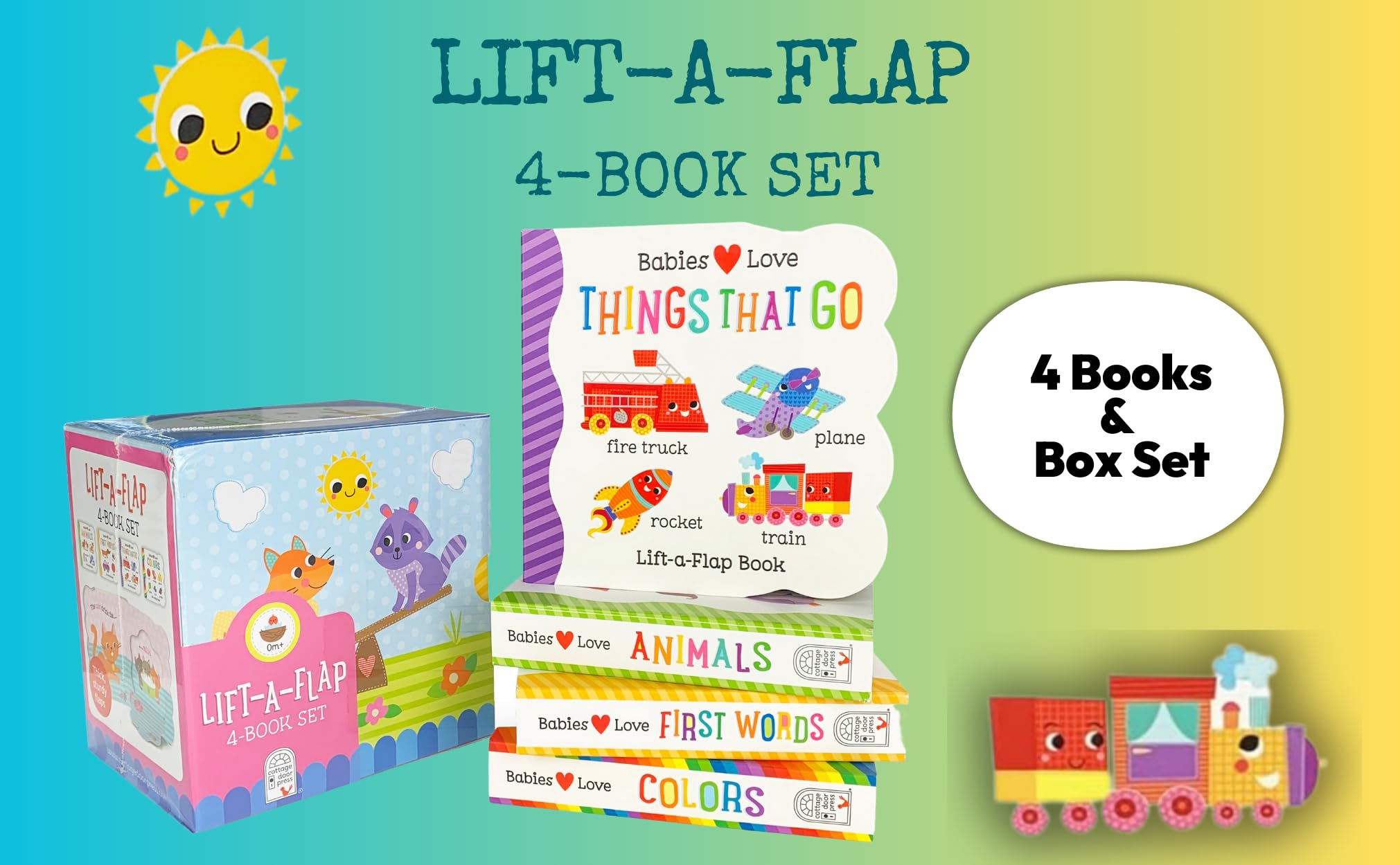 4 Pack Babies Love Learning Lift-a-Flap Boxed Set: First Words, Animals, Colors, and Things That Go (Chunky Lift a Flap)