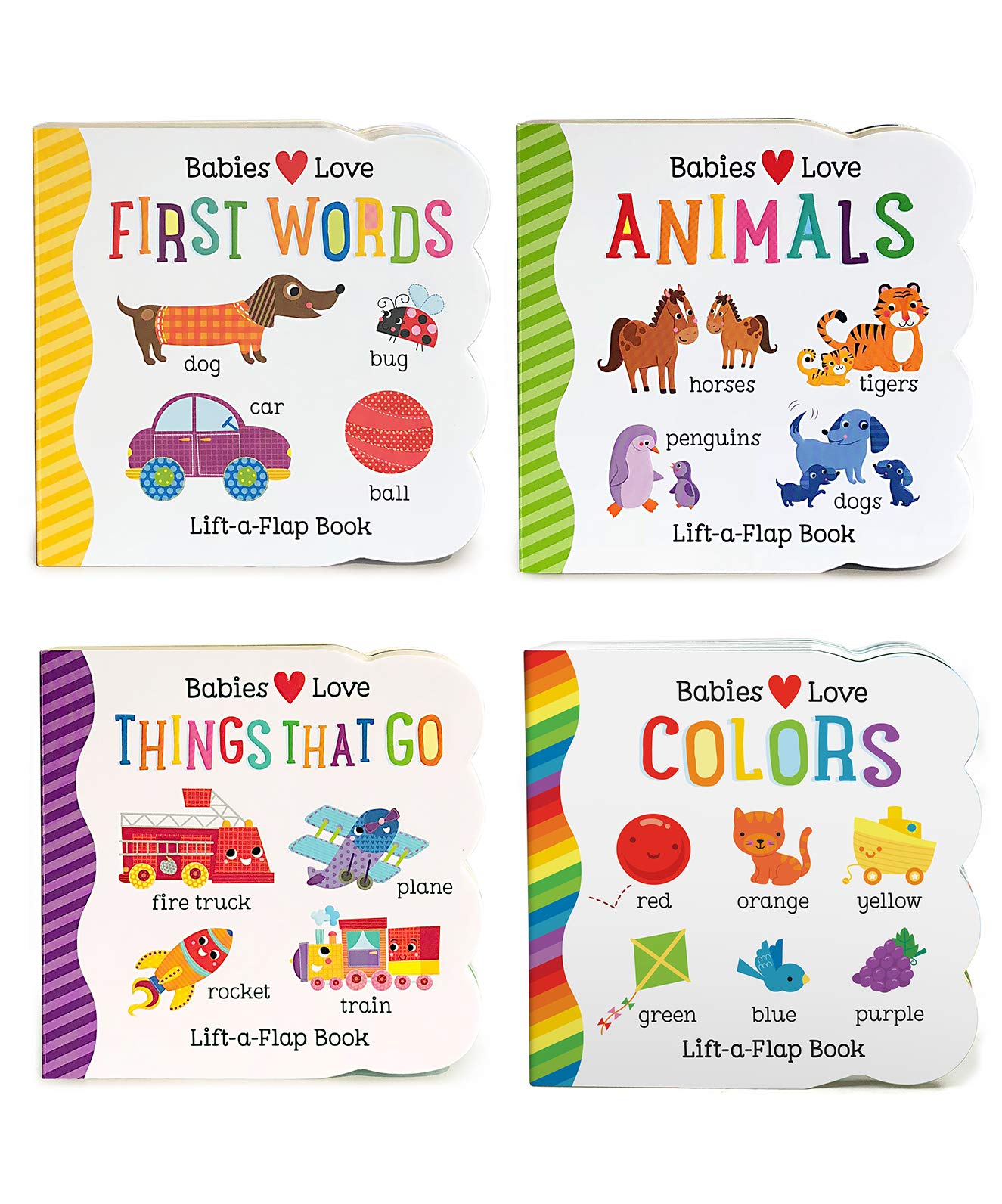 4 Pack Babies Love Learning Lift-a-Flap Boxed Set: First Words, Animals, Colors, and Things That Go (Chunky Lift a Flap)