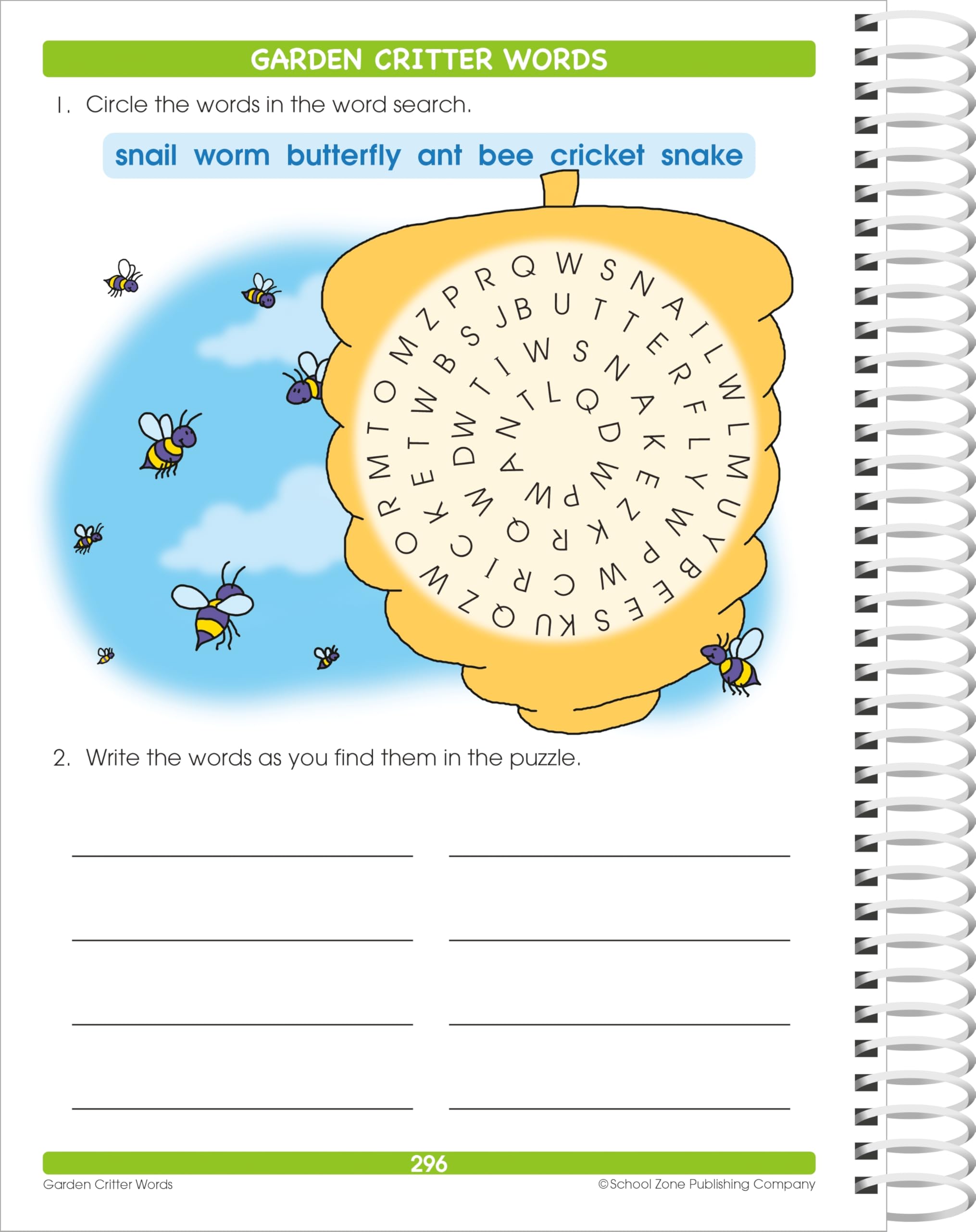 School Zone - Big Spelling 1-3 Workbook - 320 Spiral Pages, Ages 6 to 9, 1st Grade, 2nd Grade, 3rd Grade, Letter Sounds, Consonants, Puzzles, and More (Big Spiral Bound Workbooks)