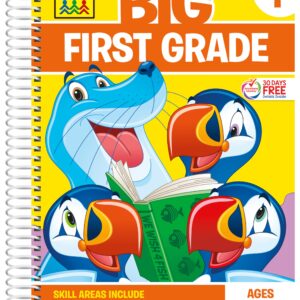 School Zone - Big First Grade Workbook - 320 Spiral Pages, Ages 6 to 7, 1st Grade, Reading, Parts of Speech, Basic Math, Word Problems, Time, Money, Fractions, and More (Big Spiral Bound Workbooks)