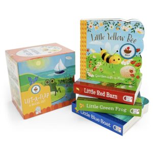 nature friends lift-a-flap boxed set 4-pack: little red barn, little blue boat, little green frog, and little yellow bee (chunky lift a flap)