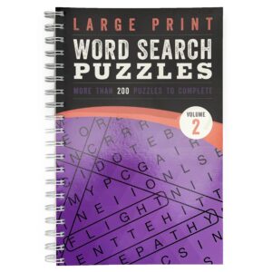 large print word search puzzles volume 2: over 200 puzzles to complete with solutions - include spiral bound / lay flat design and large to extra-large font for word finds (brain busters)