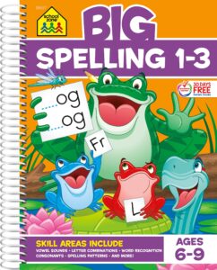 school zone - big spelling 1-3 workbook - 320 spiral pages, ages 6 to 9, 1st grade, 2nd grade, 3rd grade, letter sounds, consonants, puzzles, and more (big spiral bound workbooks)