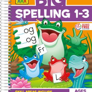 School Zone - Big Spelling 1-3 Workbook - 320 Spiral Pages, Ages 6 to 9, 1st Grade, 2nd Grade, 3rd Grade, Letter Sounds, Consonants, Puzzles, and More (Big Spiral Bound Workbooks)