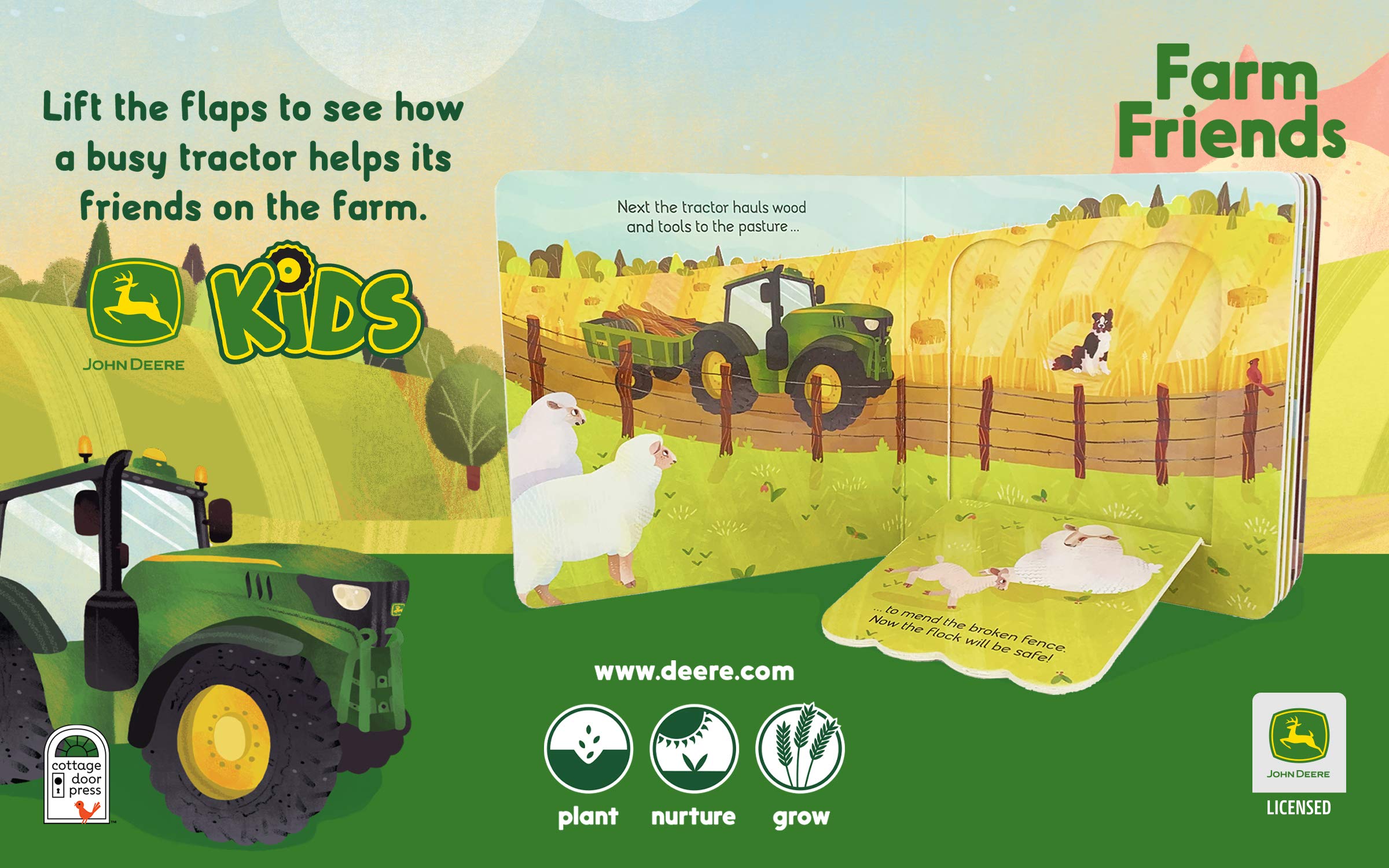 John Deere Kids Farm Friends Lift-a-Flap Board Book - Busy Tractor Helps Its Friends on the Farm