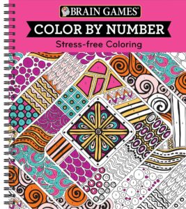 brain games - color by number: stress-free coloring (pink)