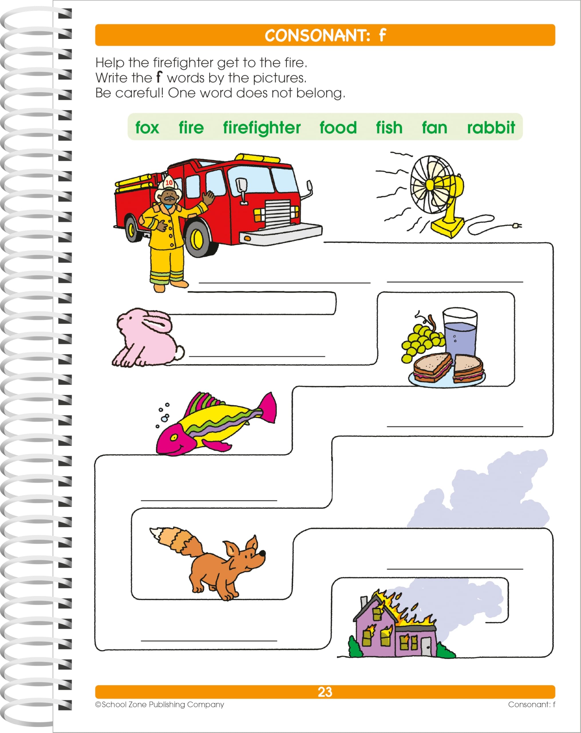 School Zone - Big Spelling 1-3 Workbook - 320 Spiral Pages, Ages 6 to 9, 1st Grade, 2nd Grade, 3rd Grade, Letter Sounds, Consonants, Puzzles, and More (Big Spiral Bound Workbooks)