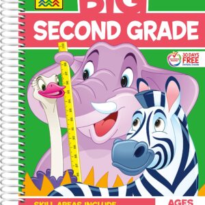 School Zone - Big Second Grade Workbook - 320 Spiral Pages, Ages 7 to 8, 2nd Grade, Word Problems, Reading Comprehension, Phonics, Math, Science, and More (Big Spiral Bound Workbooks)