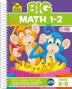 school zone - big math 1-2 workbook - 320 spiral pages, ages 6 to 8, 1st and 2nd grade, addition, subtraction, early math, and more (big spiral bound workbooks)