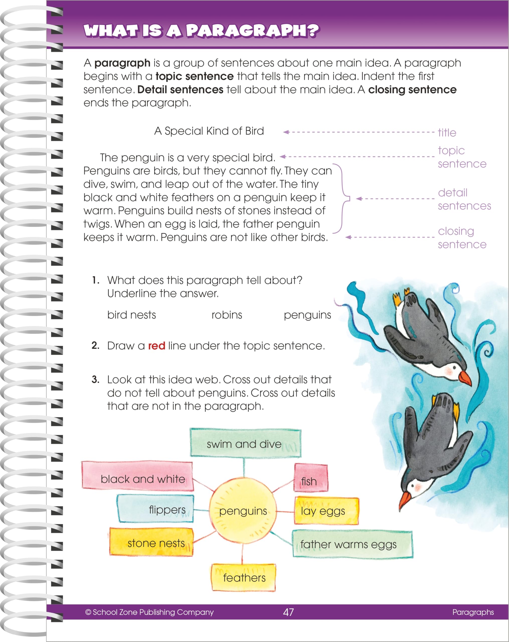 School Zone - Big Second Grade Workbook - 320 Spiral Pages, Ages 7 to 8, 2nd Grade, Word Problems, Reading Comprehension, Phonics, Math, Science, and More (Big Spiral Bound Workbooks)