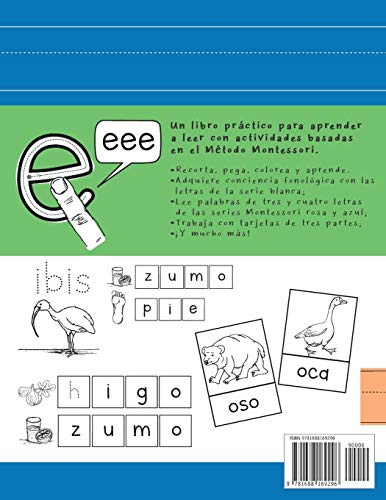 Leer con el Método Montessori: Cuaderno de actividades con letras, tarjetas y recortables (Libros de Actividades Montessori en Casa y en Clase) (Spanish Edition)