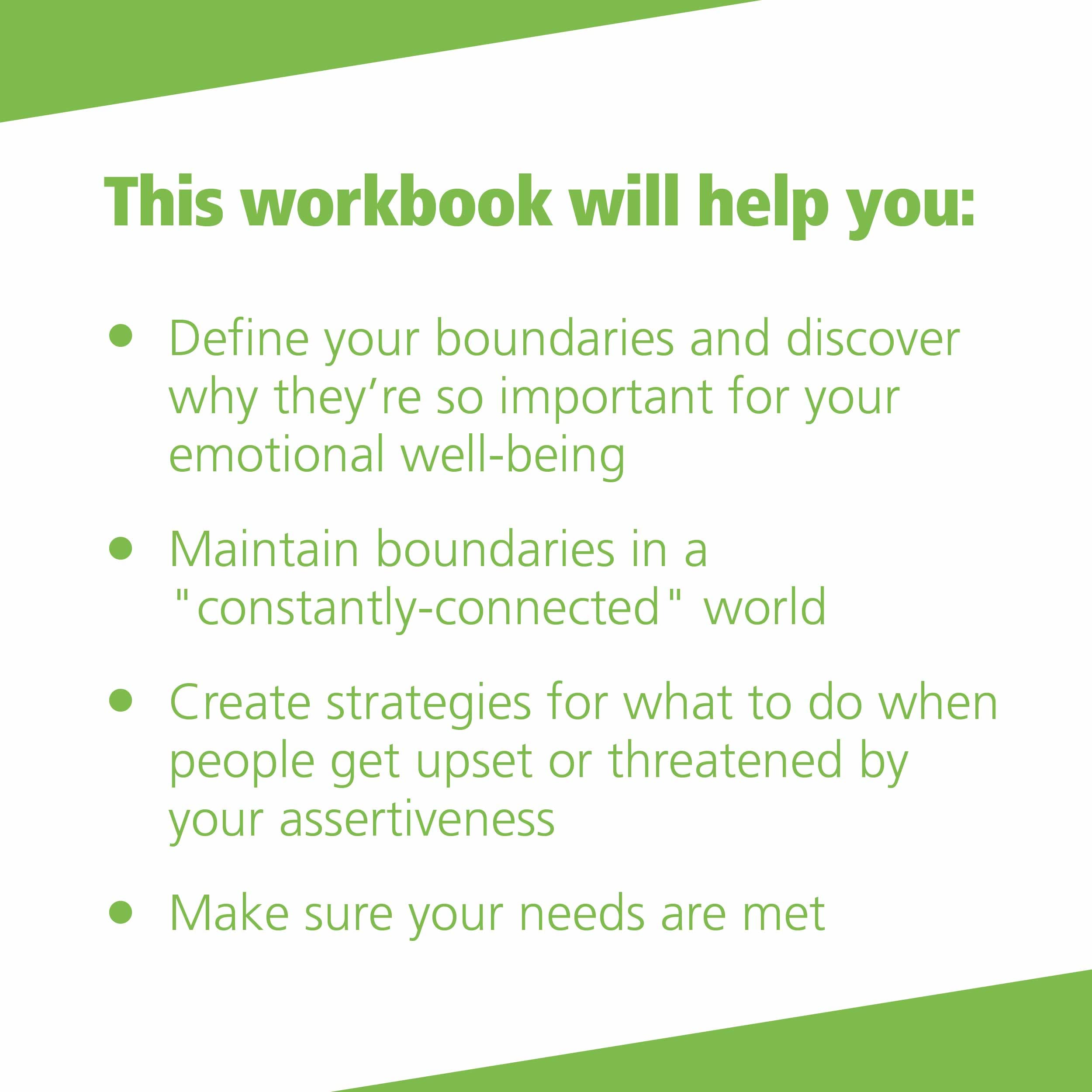 The Better Boundaries Workbook: A CBT-Based Program to Help You Set Limits, Express Your Needs, and Create Healthy Relationships