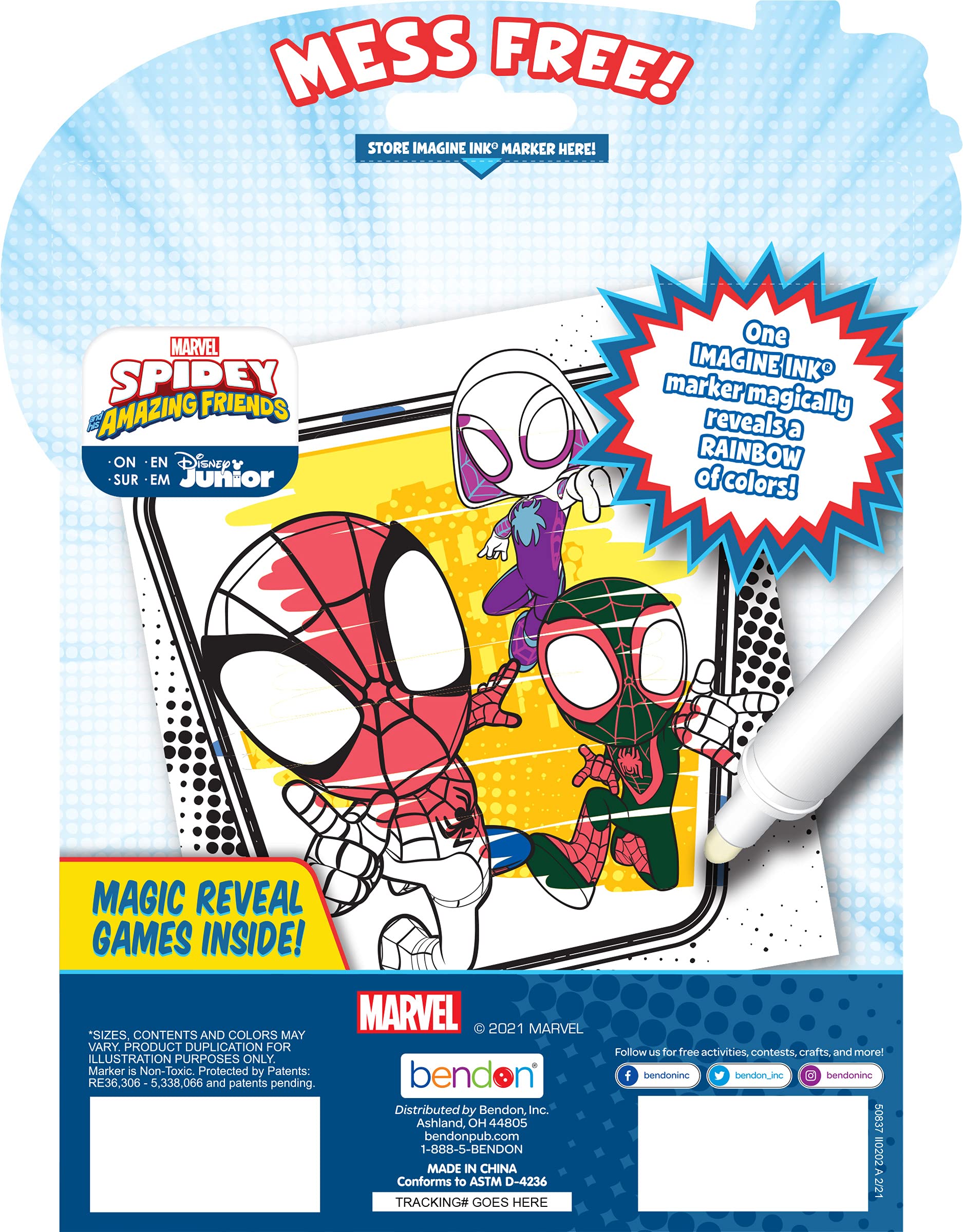 Marvel Spidey and His Amazing Friends 20 Page Imagine Ink Magic Pictures Coloring Book with 1 Mess Free Marker