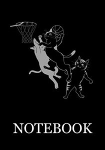 basketball cats minimalist black notebook dot grid | christmas gift | 7x10 125 pages simple dot grid| basketball cats black matte notebook